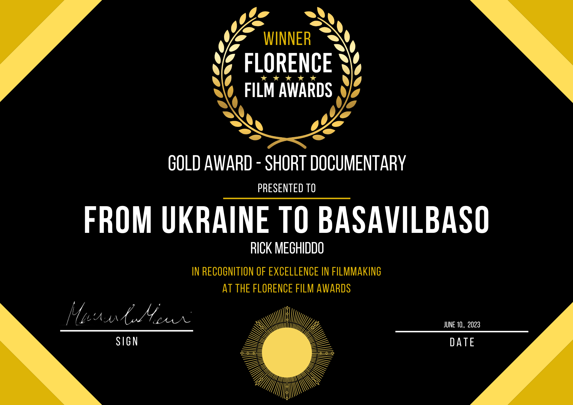 Copy of Florence Film Awards Certificate – ArchiDocu